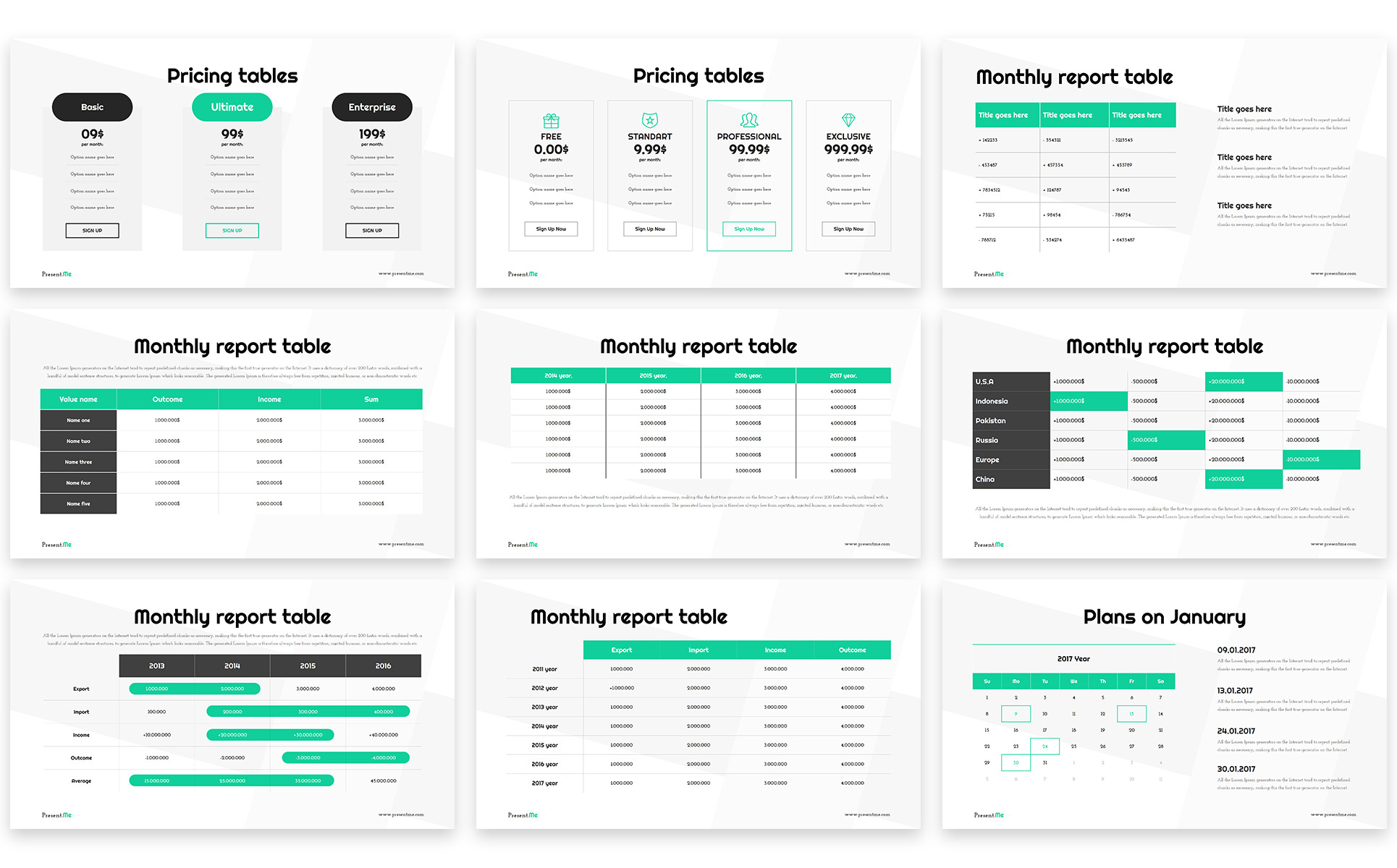 Amazing Tables Dates PowerPoint Template 65977